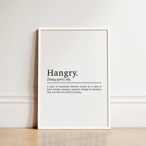 Hangry Definition Kitchen Print, Kitchen Wall Art, Funny Kitchen Decor ...