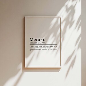 Meraki Definition | Office Wall Art | Home Office Print | Inspirational ...