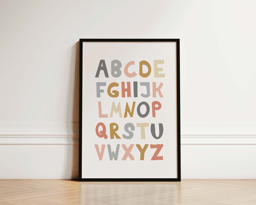 Alphabet Nursery Print, Candy Colours, Educational Poster, Boho Nursery ...