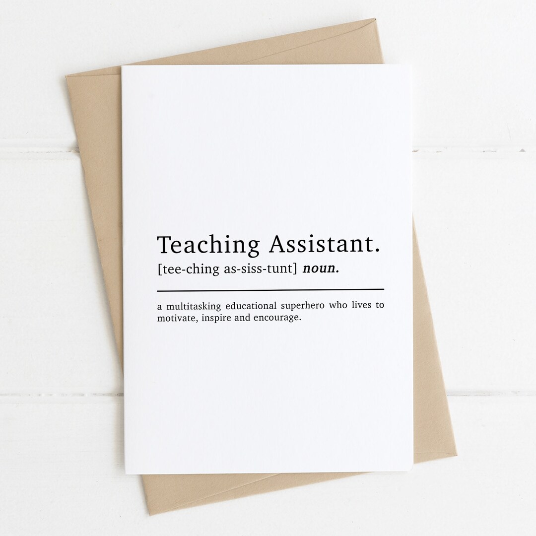 Teaching Assistant Definition Card | Classroom Assistant Card | Thank ...