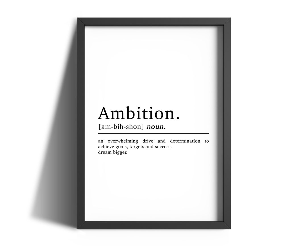 Ambition Definition Motivational Print Office Wall Art Decor ...