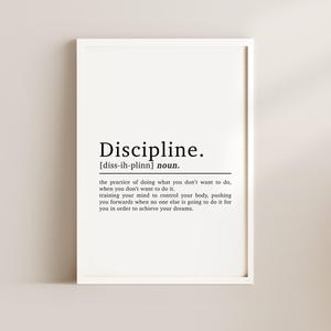 Discipline Definition Motivational Wall Art Poster, Motivational Print ...