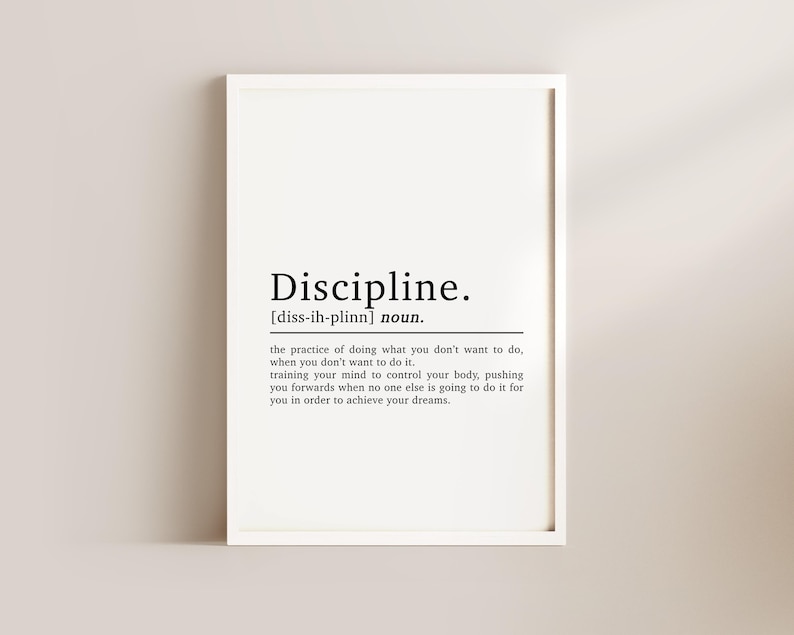 Discipline Definition Motivational Wall Art Poster, Motivational Print ...