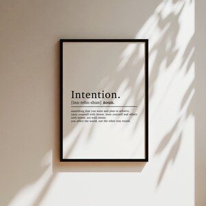 Intention Definition Inspirational Print, Office Wall Art ...