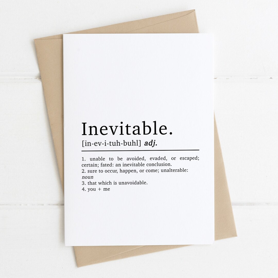 Inevitable Definition Card Anniversary Card Anniversary Card for ...
