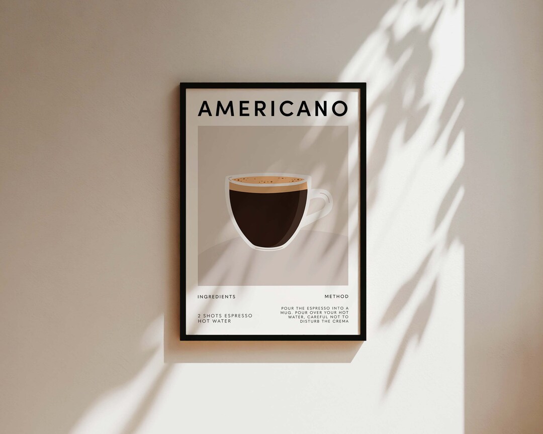 Americano Coffee Print, Coffee Poster, Coffee Art, Kitchen Decor ...