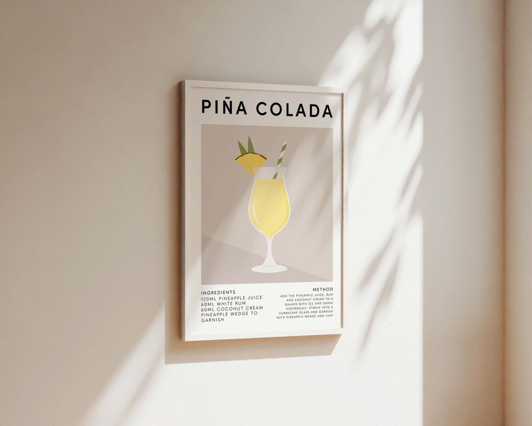 Pina Colada Cocktail Print, Kitchen Print, Dining Room Wall Art, Home ...