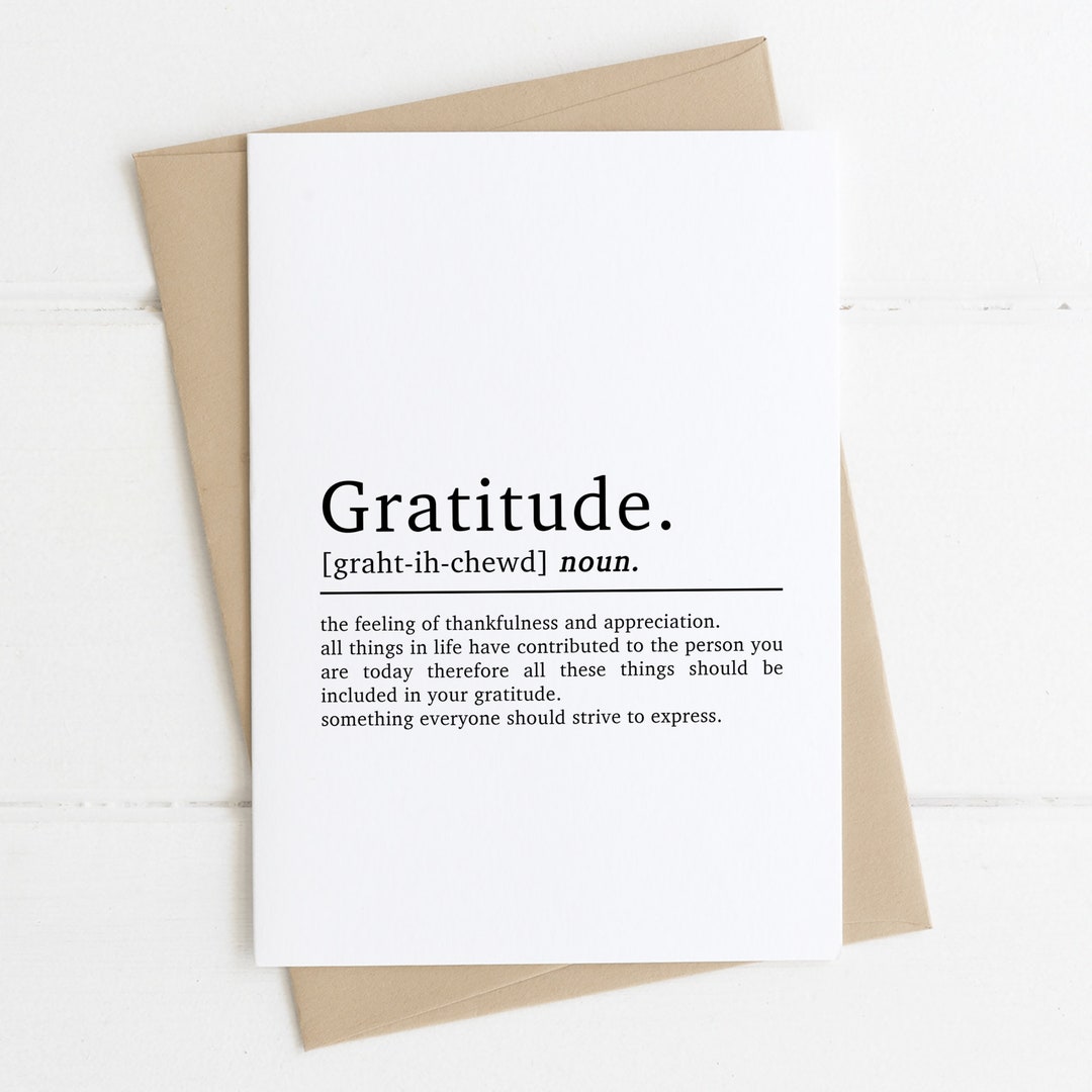Gratitude Definition Card | Card for Friends | Family Card | Best ...
