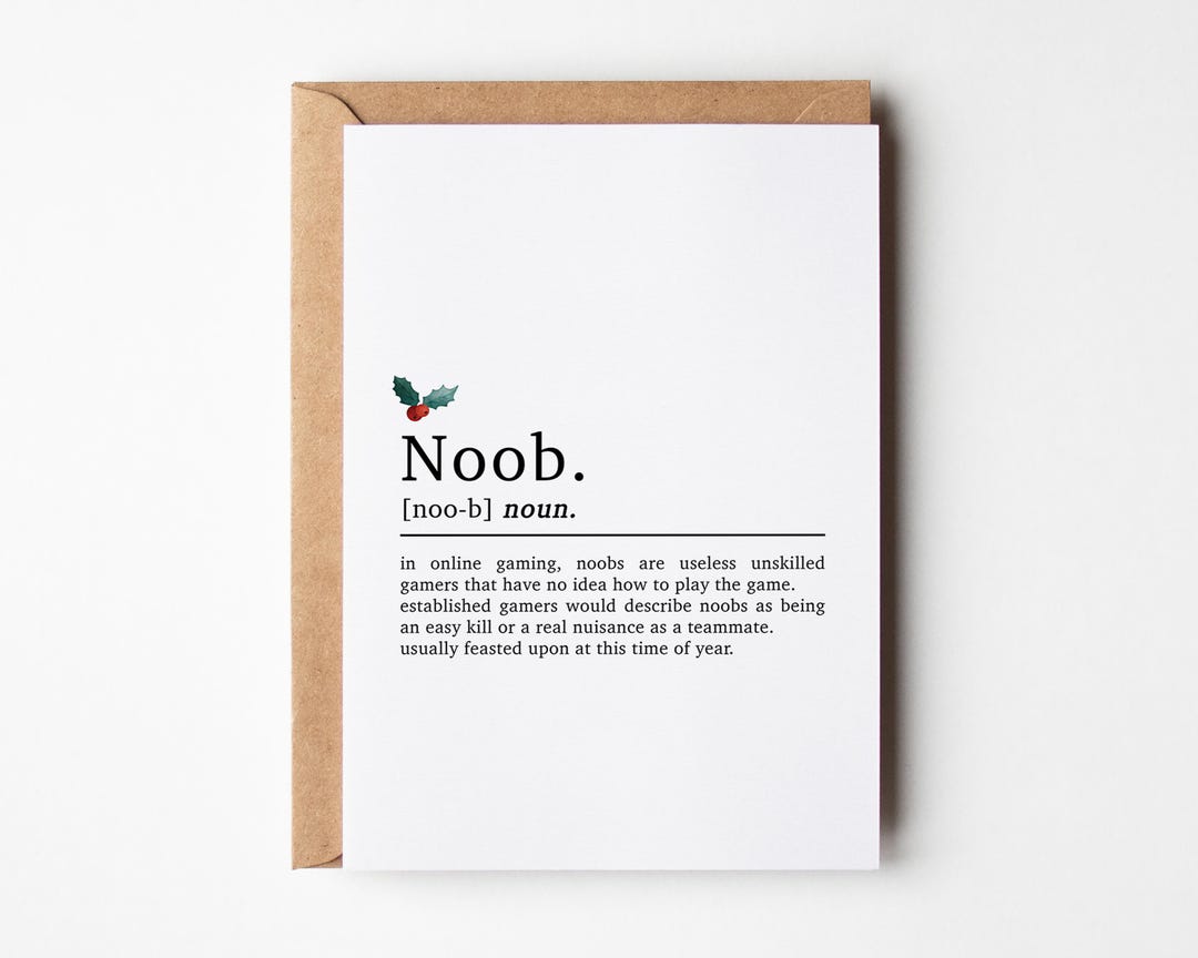 Noob Definition Gaming Christmas Card, Gamer Christmas Card, Funny ...
