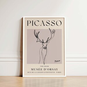 Picasso Exhibition Wall Art Print, the Deer, Picasso Line Drawing ...