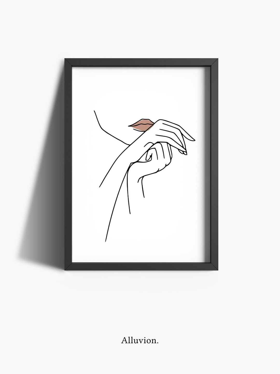 Woman Line Drawing | Pink Lipstick Line Art Print | Abstract Line ...