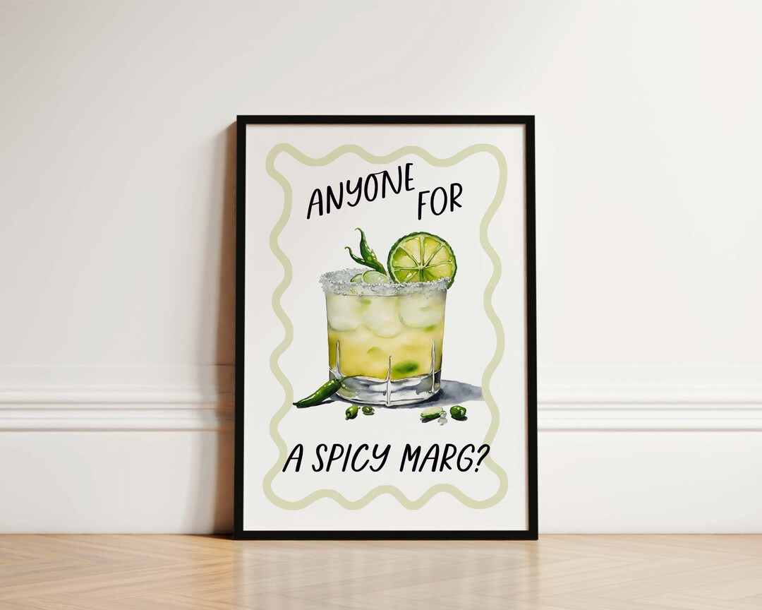 Spicy Marg Print, Cocktail Poster, Cocktail Print, Kitchen Decor ...
