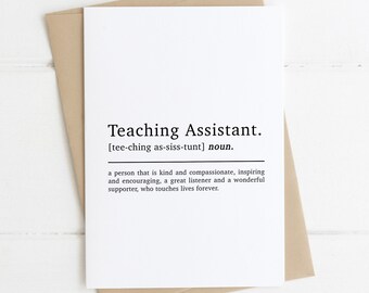 Teaching Assistant Card, Teaching Assistant Gifts, Gifts for Teaching ...
