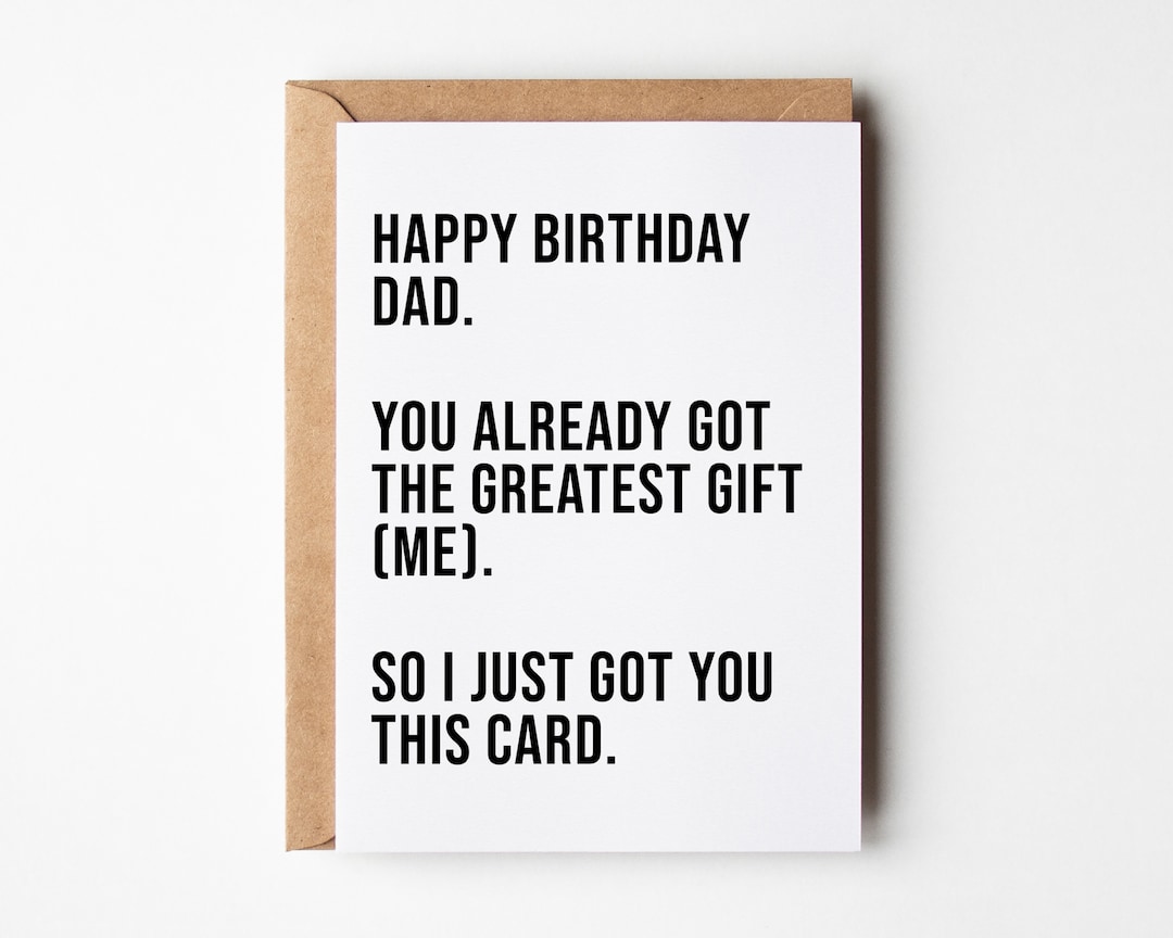 Funny Dad Birthday Card From Daughter Son Greatest Gift Card Happy ...