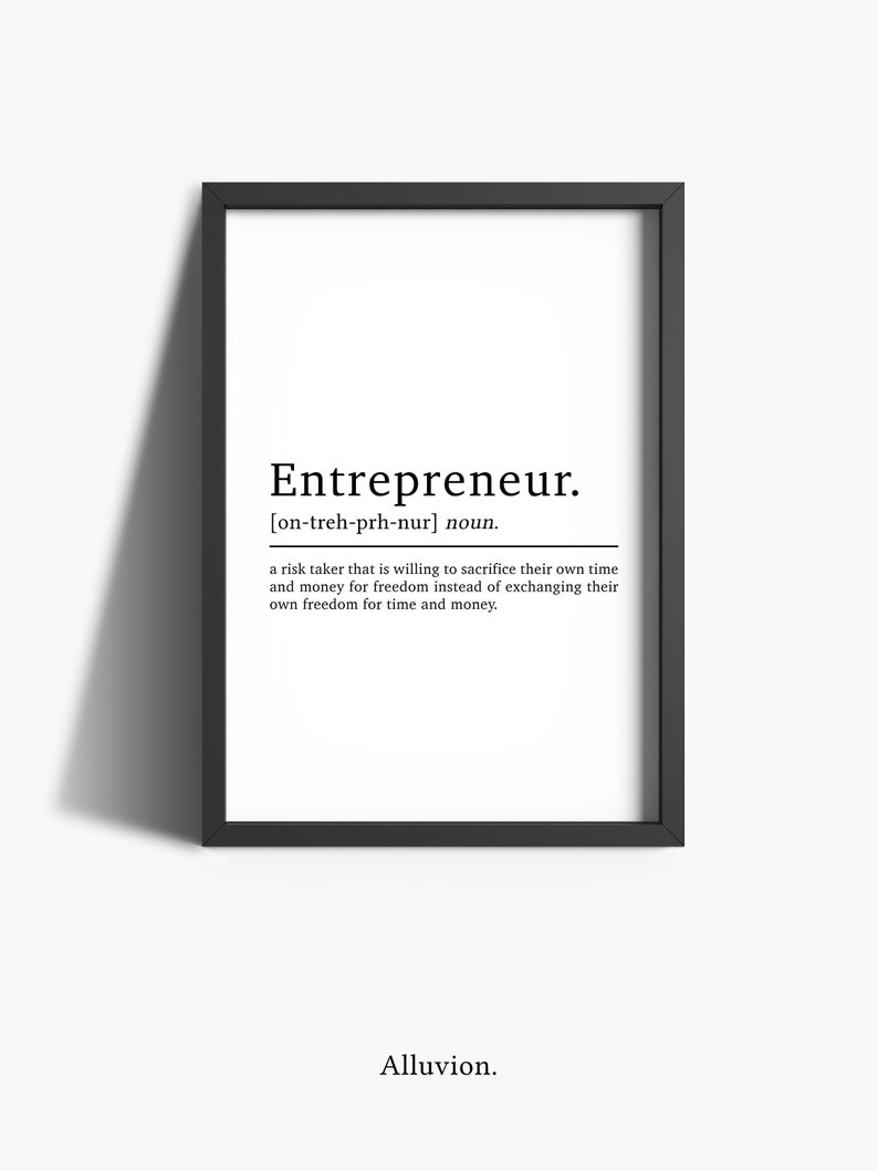 Entrepreneur Definition Print Office Wall Art Home Office | Etsy