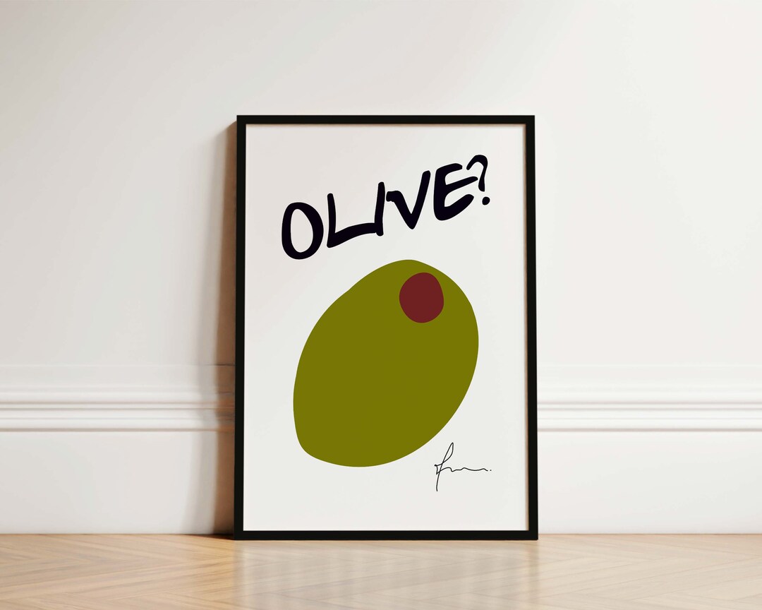 Olive Kitchen Print, Green Olive Poster, Kitchen Print, Retro Kitchen ...