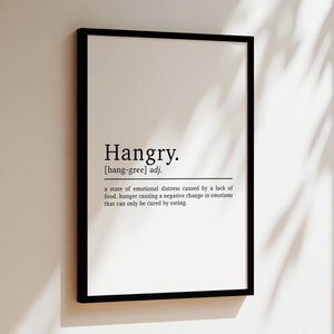 Hangry Definition Kitchen Print, Kitchen Wall Art, Funny Kitchen Decor ...