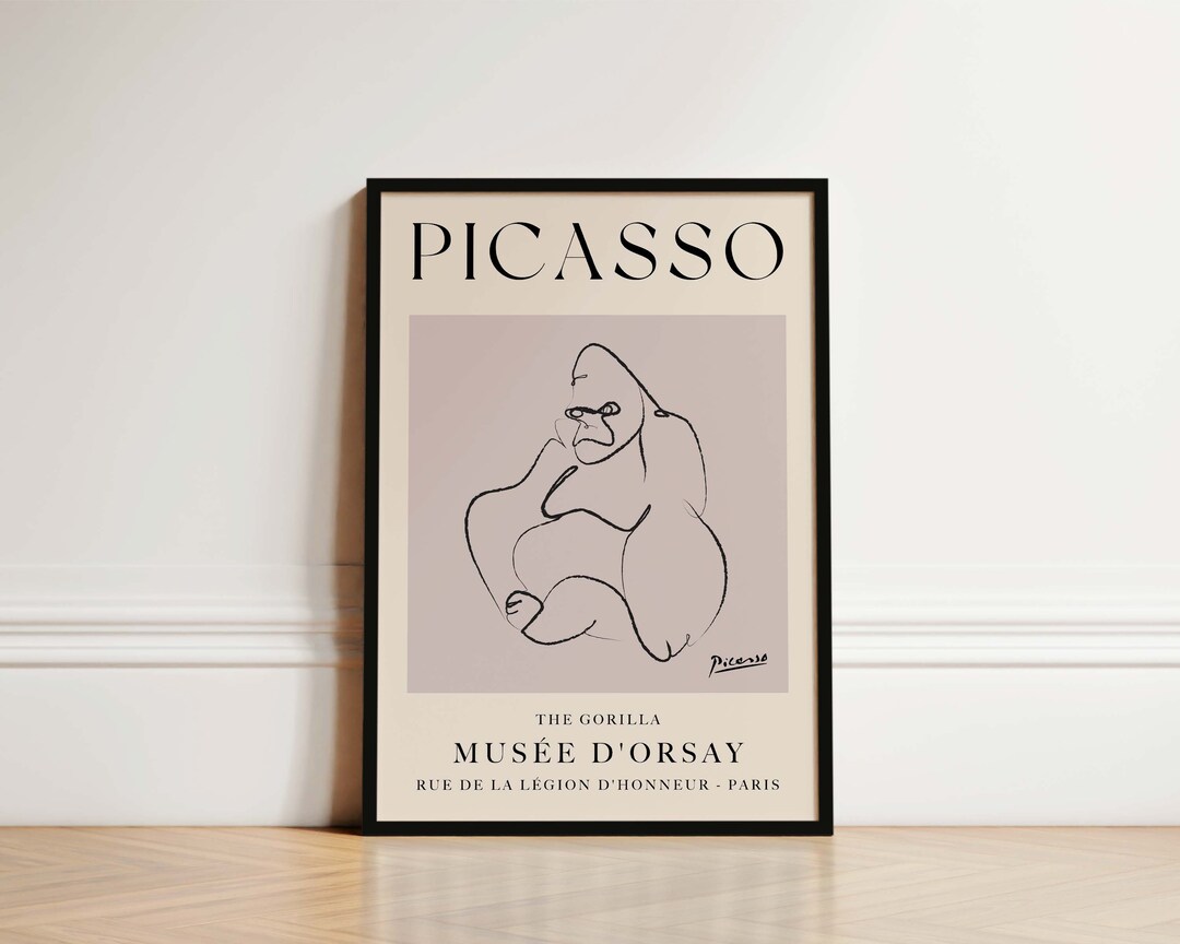 Picasso Exhibition Wall Art Print, the Gorilla, Picasso Line Drawing ...