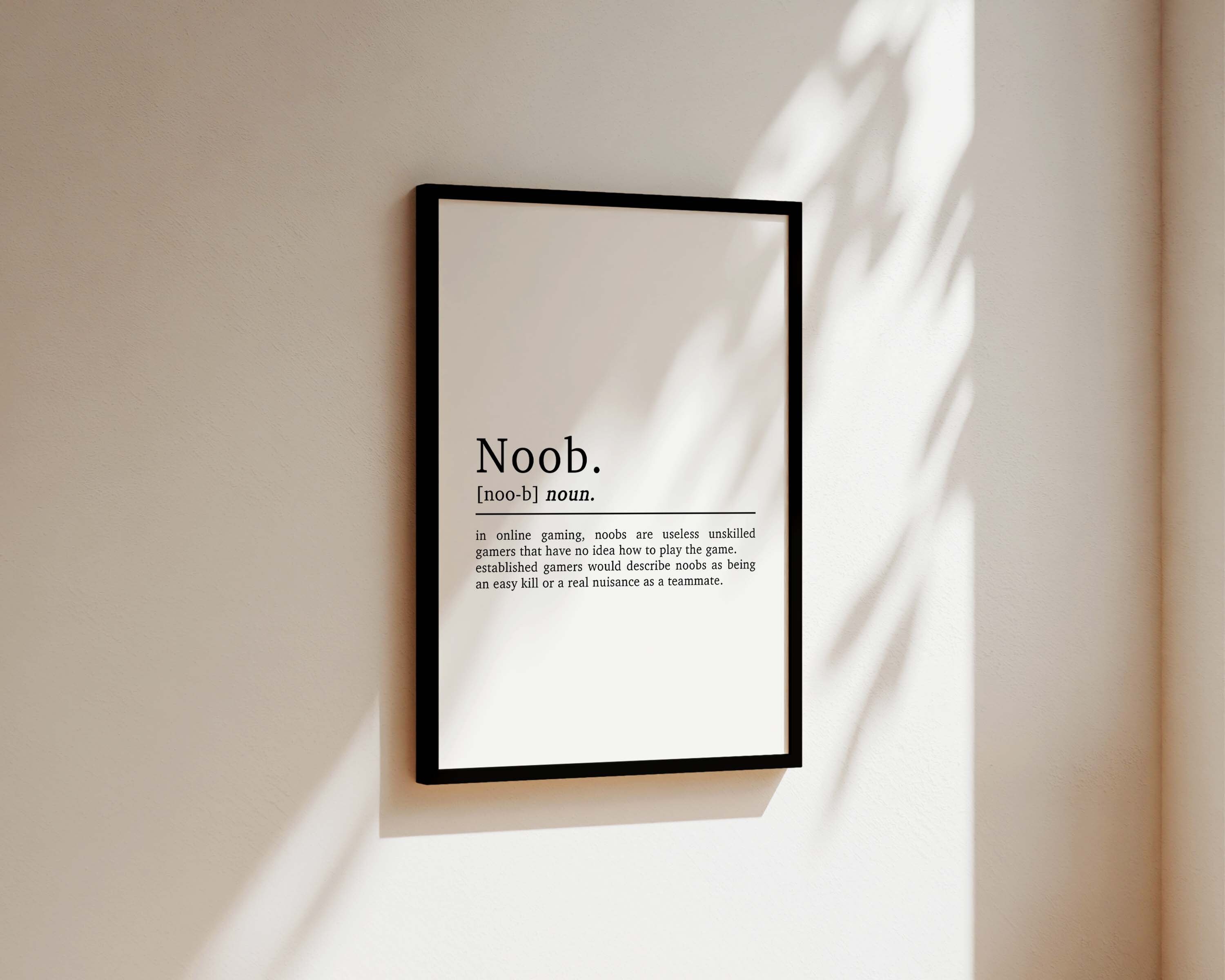 Noob Definition Gaming Print, Gaming Poster, Gaming Gifts, Boys Bedroom ...