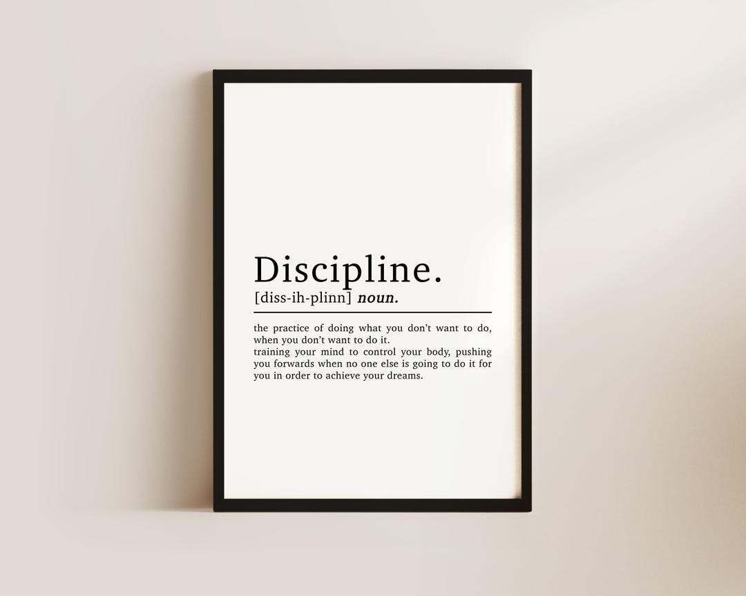 Discipline Definition Motivational Wall Art Poster, Motivational Print ...