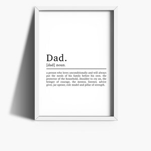 Dad Definition Wall Print | Dad Gift | Gift for Fathers Day | Gift for ...