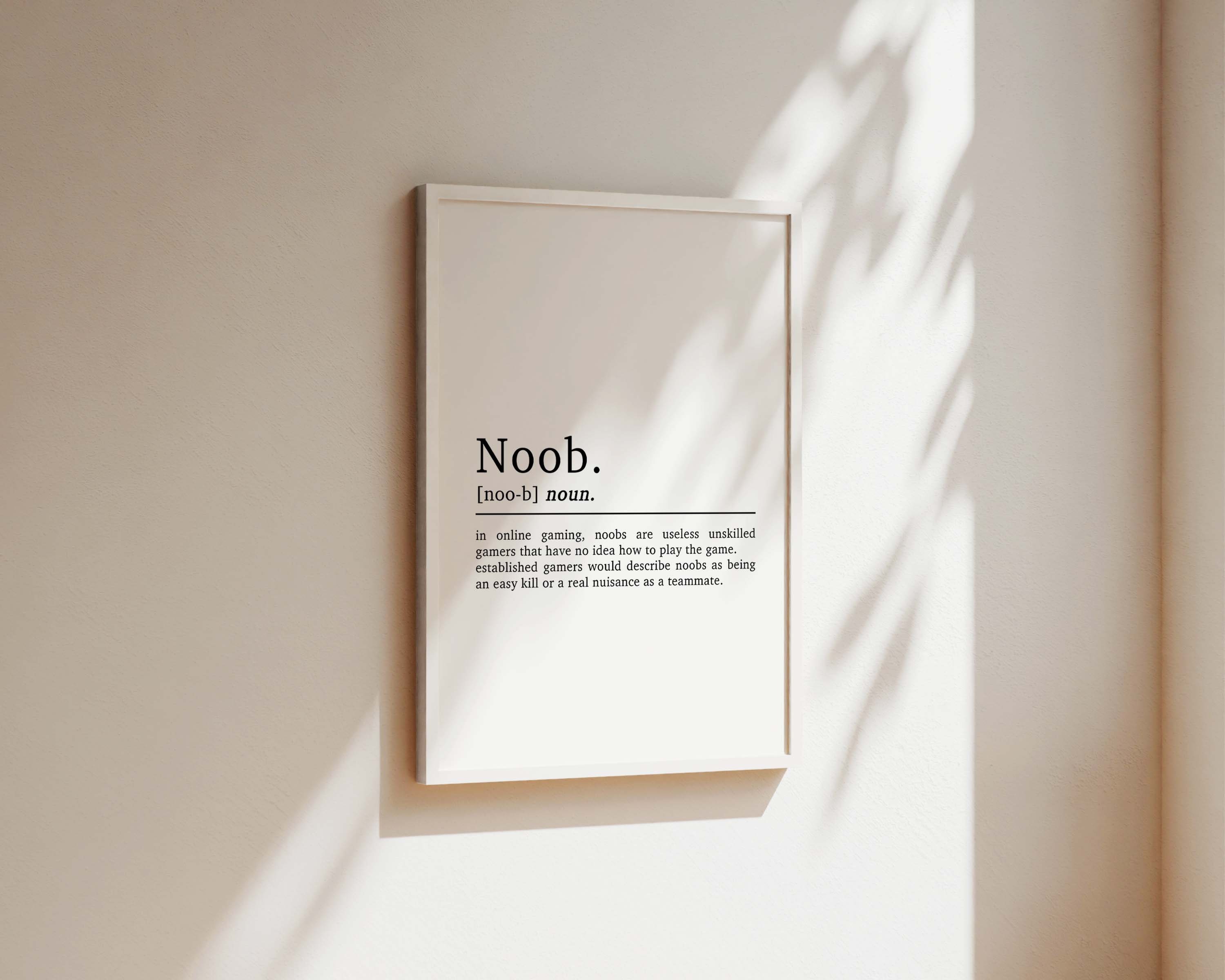 Noob Definition Gaming Print, Gaming Poster, Gaming Gifts, Boys Bedroom ...