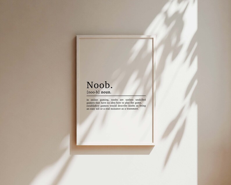Noob Definition Gaming Print, Gaming Poster, Gaming Gifts, Boys Bedroom ...