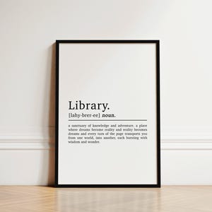 Library Definition Print, Book Wall Art, Gift for Book Lover, Reading ...
