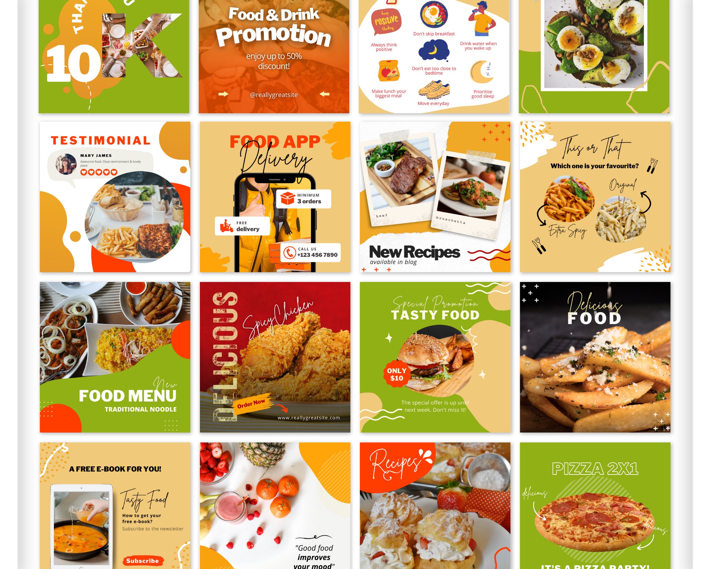 Instagram Templates: Tasty Food for Canva, Chef Template, Food Bloggers ...