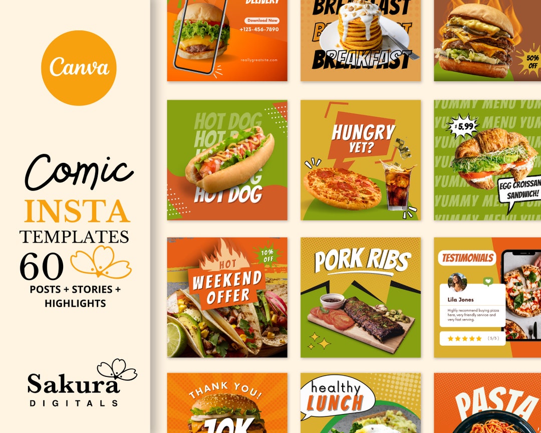 Instagram Templates: Tasty Food for Canva, Chef Template, Food Bloggers ...