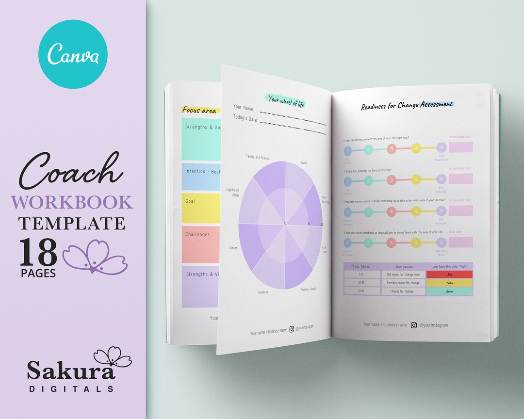 Life Coaching Worksheet. Coach Tools Ebook Editable in Canva. 18 Pages ...