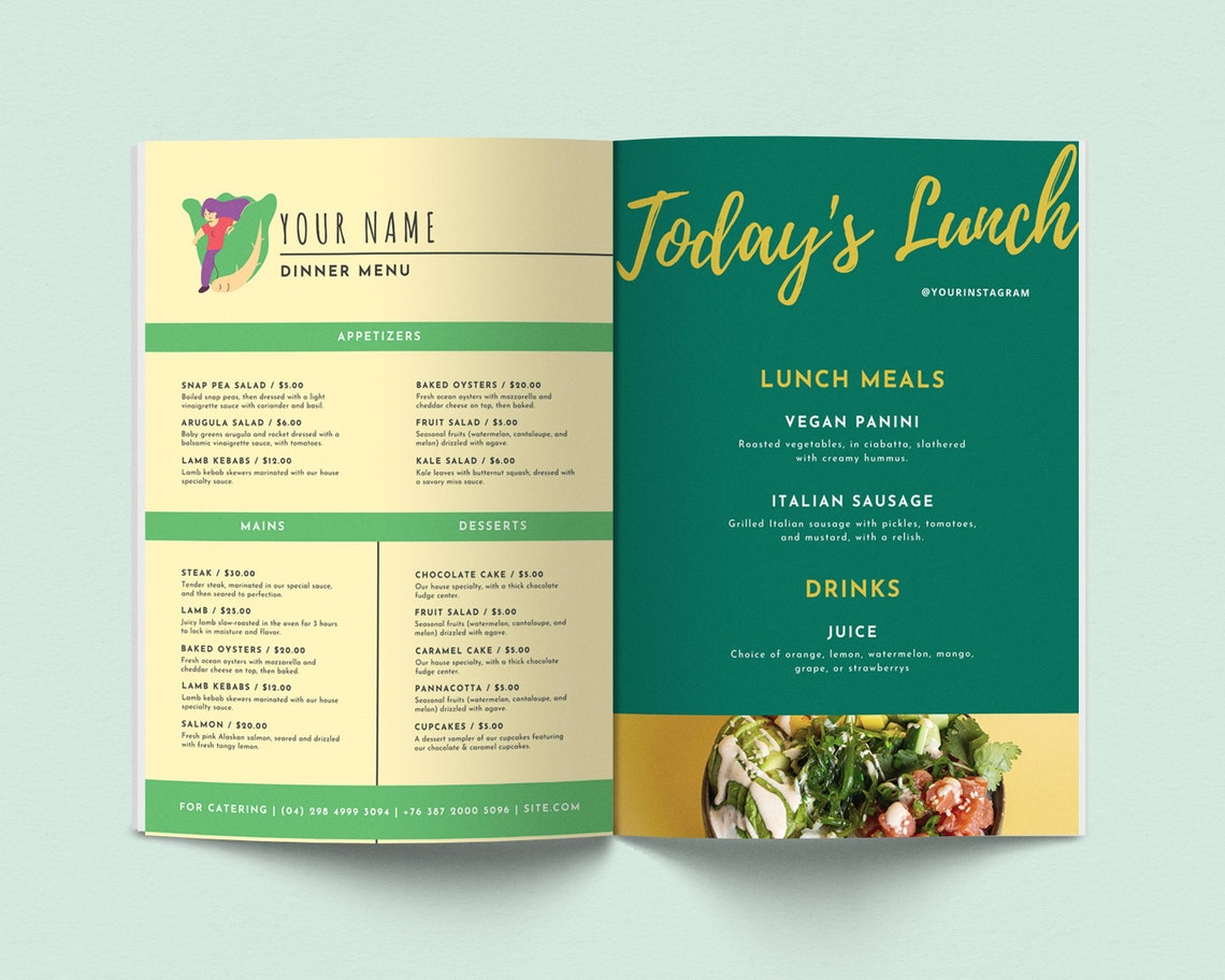 Chef & Restaurant Menu Template Canva Menu Template Editable Menu ...