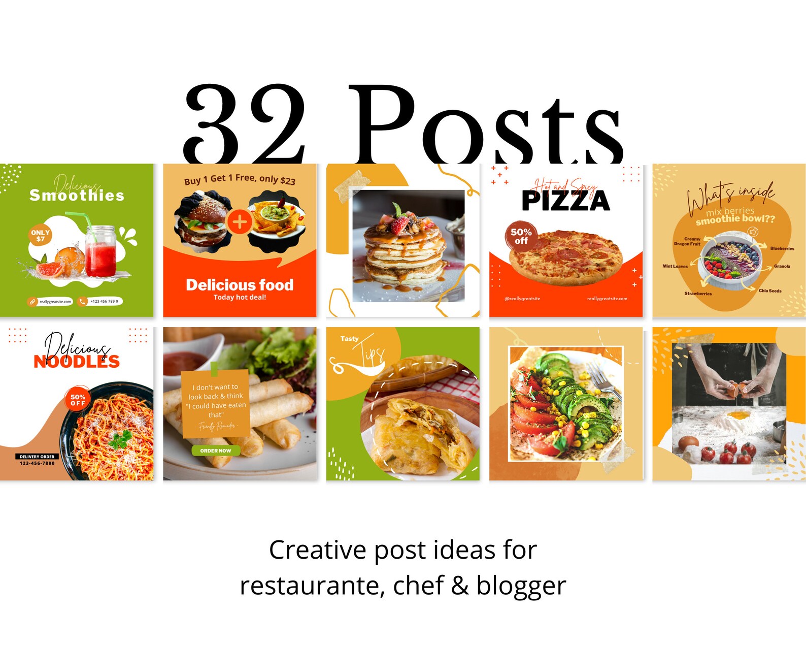 Instagram Templates: Tasty Food for Canva, Chef Template, Food Bloggers ...