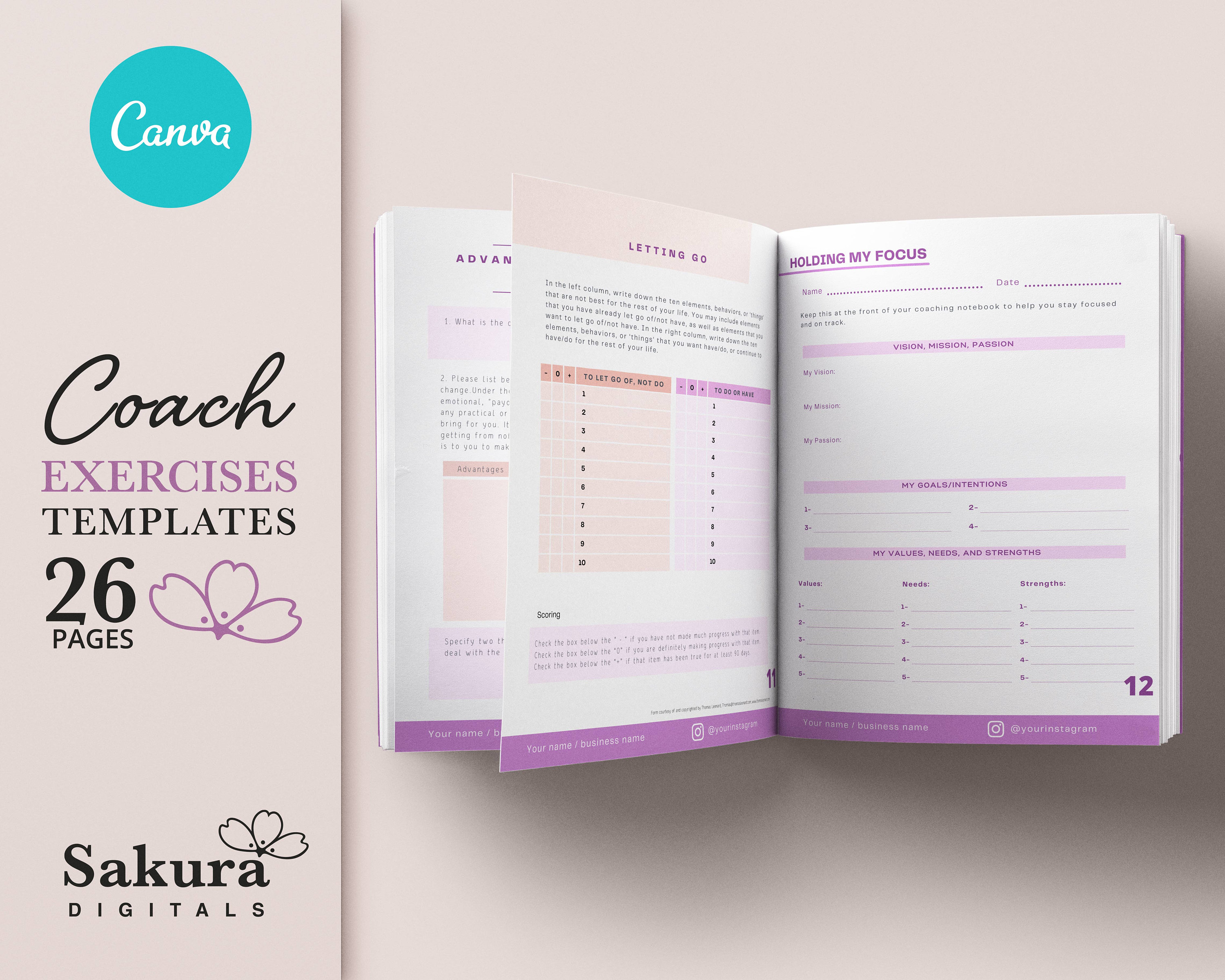 Life Coaching Exercises Ebook | Coach Template Worksheet Editable in ...