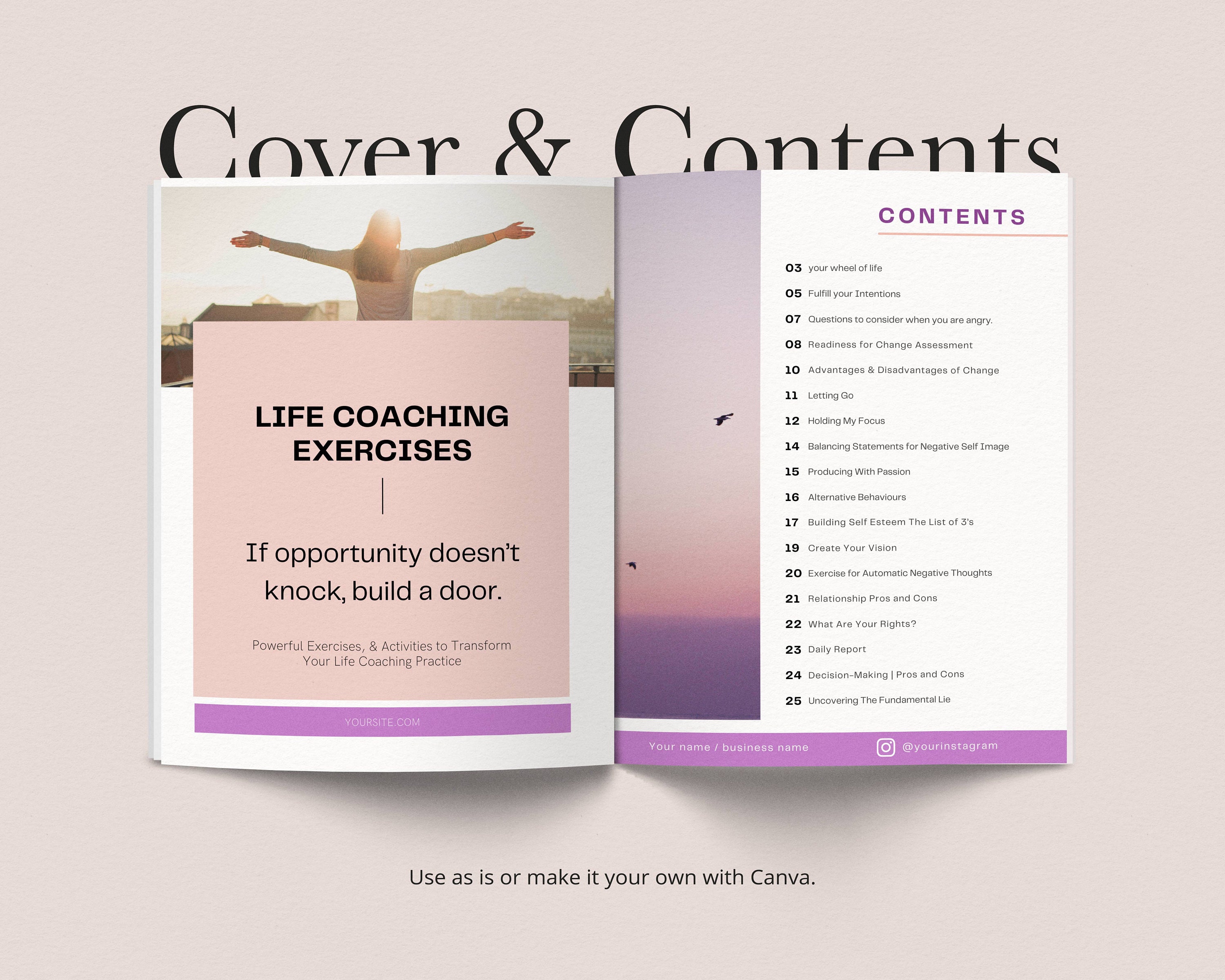 Life Coaching Exercises Ebook | Coach Template Worksheet Editable in ...