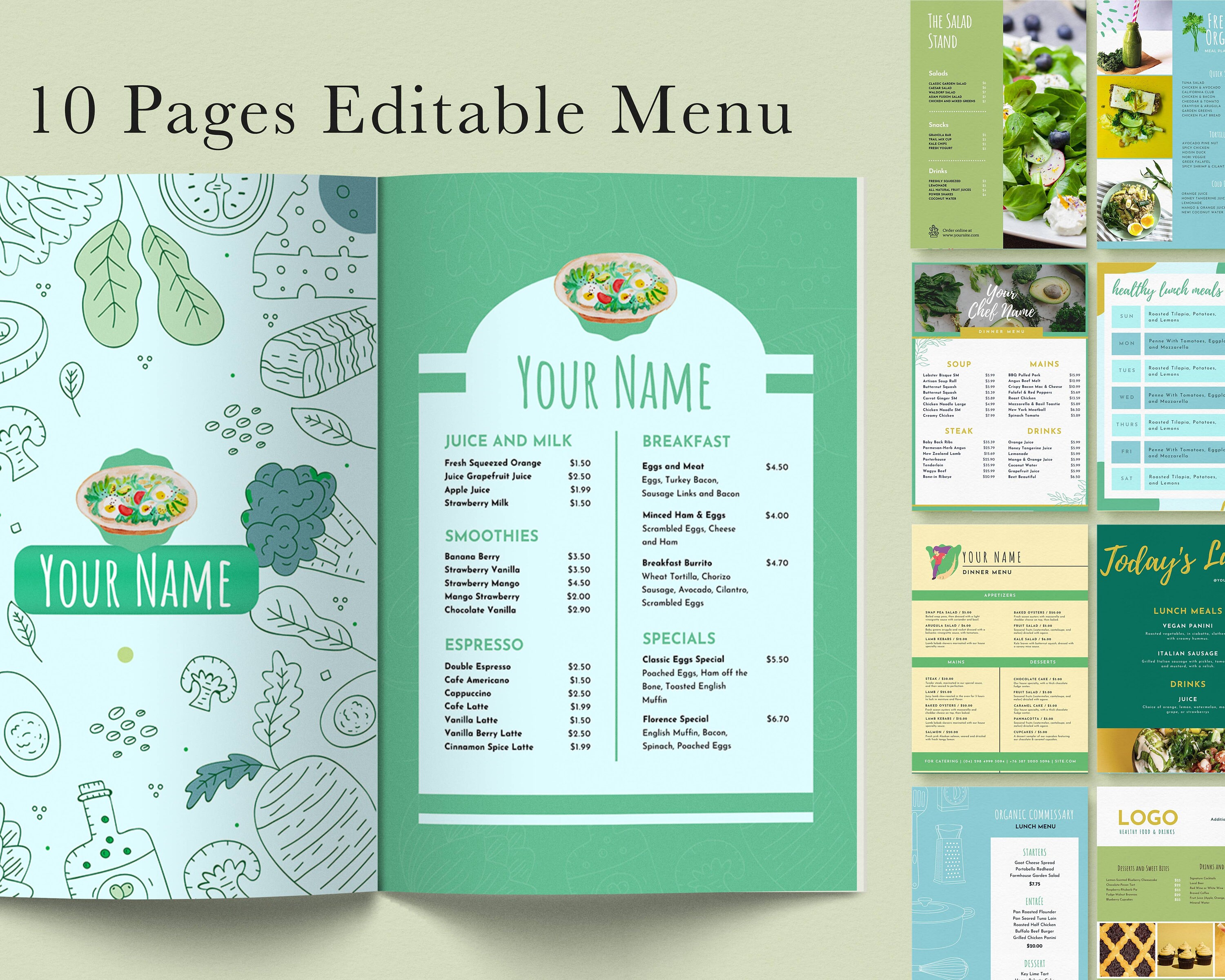 Instagram, Recipe Book & Menu Food Templates for Chefs | Canva Editable ...