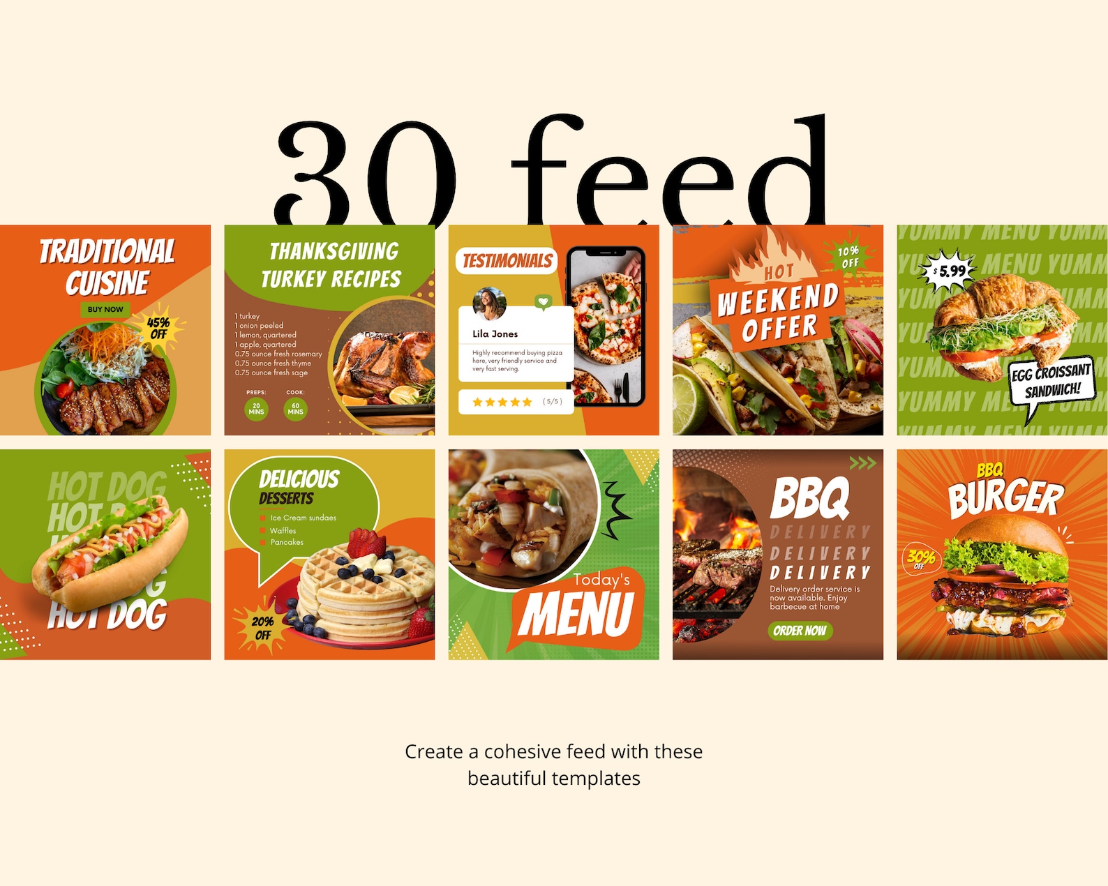 Instagram Templates: Tasty Food for Canva, Chef Template, Food Bloggers ...