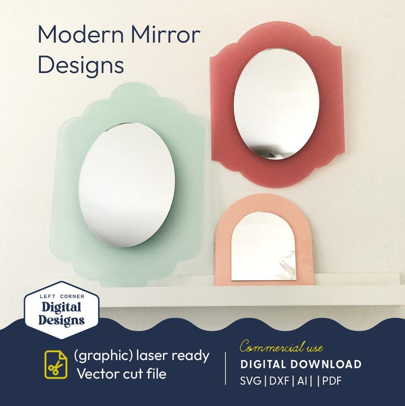 Laser Files for Arch and Scalloped Mirrors Modern Mirror Template for ...