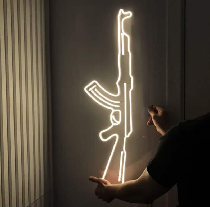 AK-47 Neon Sign Custom Neon Sign Neon Sign Bedroom LED Neon - Etsy
