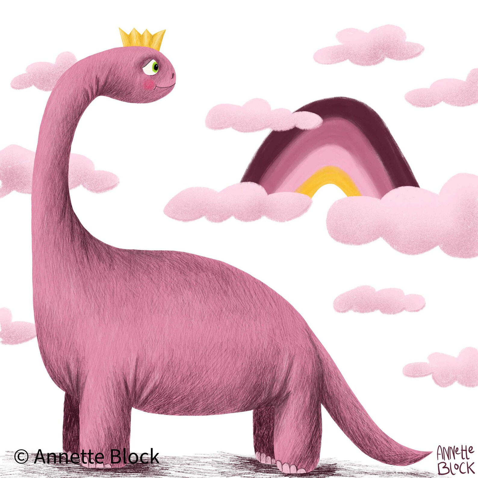Pink Dinosaur Brachiosaurus I Fine Art Print - Etsy UK