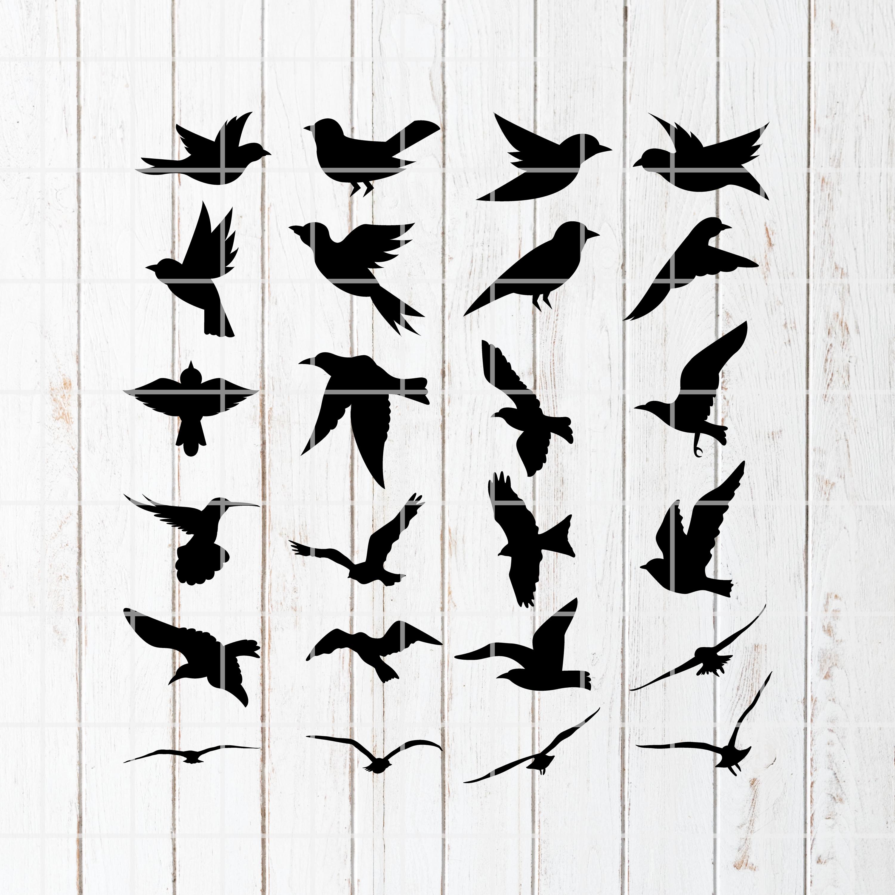 Flying Bird Silhouette SVG Cut Files, Clipart Bundle (digital Download ...
