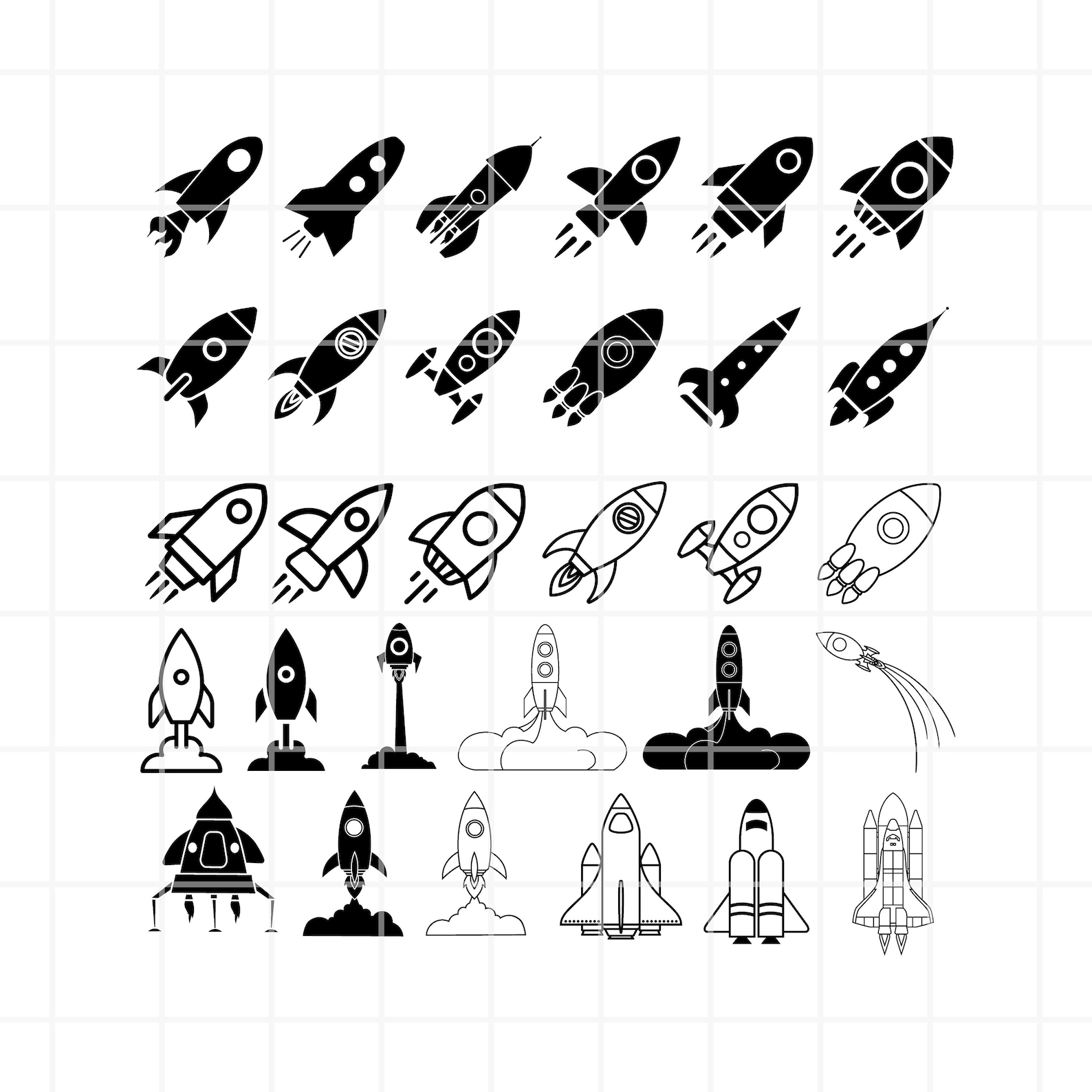 Rocket SVG Clipart Set (digital Download) - Etsy