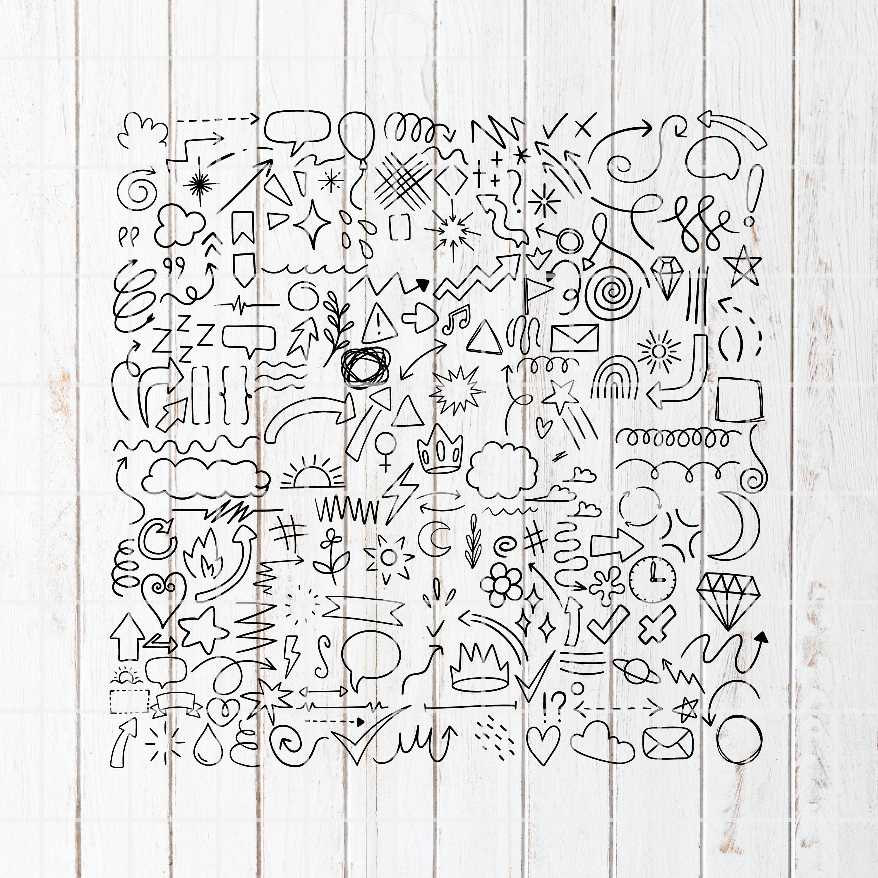 Hand Drawn Sketch Elements Clipart, SVG PNG Cut Files (183+) - Etsy