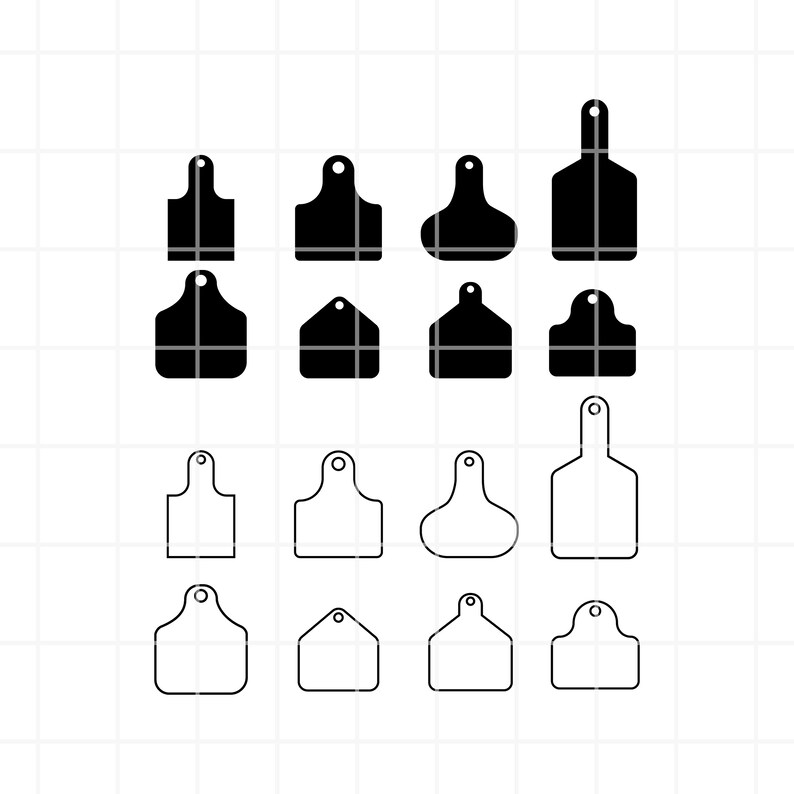 Cattle Ear Tag SVG, PNG, AI Clipart Bundle. Vector Cut Files (digital ...