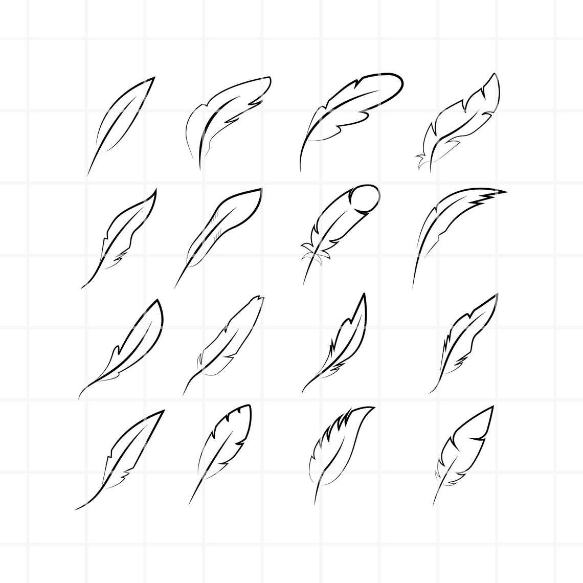 Ensemble SVG de plumes. Plumes svg, plumes boho svg, vecteur plume ...