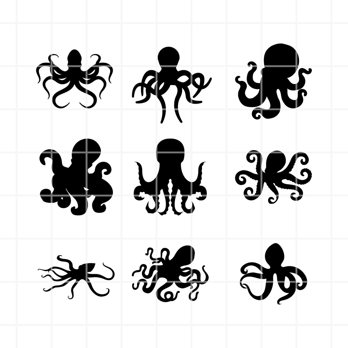 Octopus Svg. Octopus Cut File. Octopus Clipart. Octopus Cutting Set ...