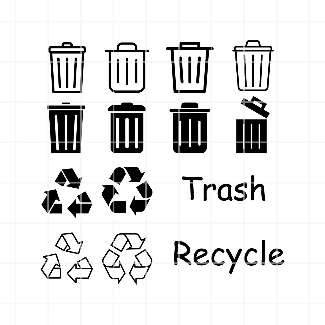 Trash Svg. Trash and Recycle SVG. Recycle Svg. Trash Cut File. | Etsy