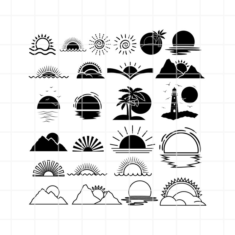 Sunrise & Sunset SVG, PNG, AI, Clipart Bundle. Vector Illustration Cut ...