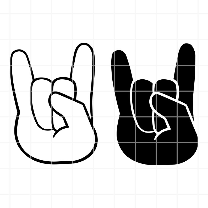 Rock on Hand SVG Clipart - Rock Hand Silhouette (digital Download) - Etsy