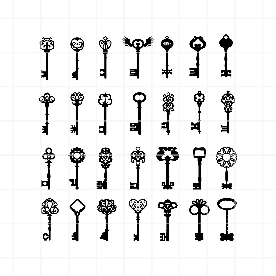 Vintage Key Svg. Vintage Key Clip Art. Vintage Key Cutting Files. Magic ...
